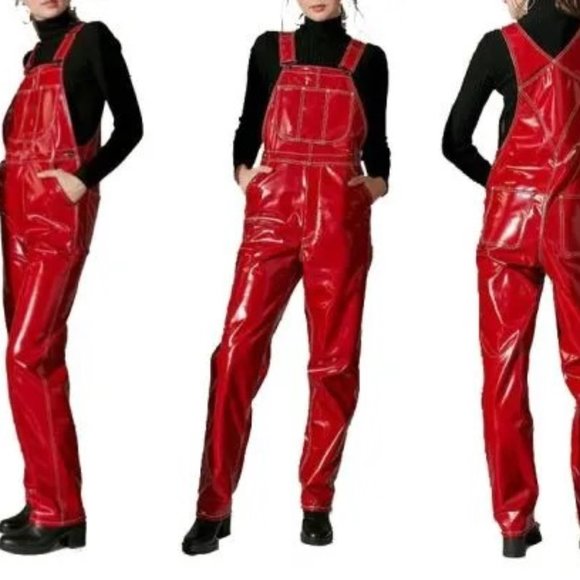 DARKROCK | Pants & Jumpsuits | Women Vinyl Red Jumpsuit Romper Play ...